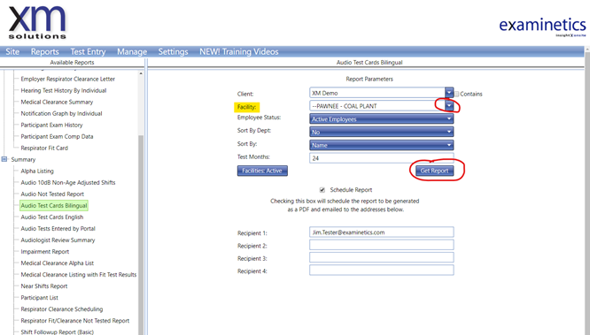 Examinetics Report Portal