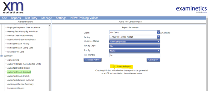 Examinetics Report Portal
