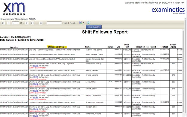Examinetics Report Portal